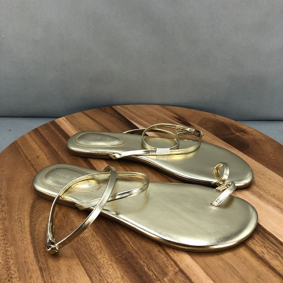Nine West | Shoes | Nine West Gold Metallic Ankle Strap Ballet Flats ...